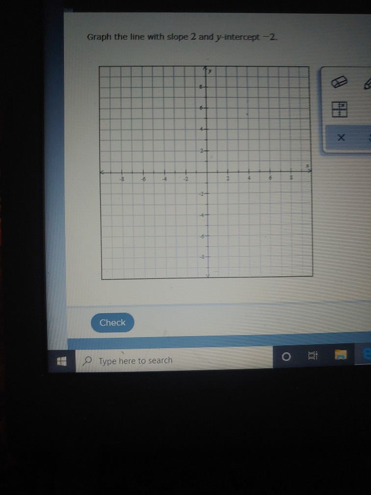 Solved Graph the line with slope 2 and y-intercept -2. Check | Chegg.com