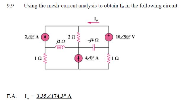 Solved 9.9 Using the mesh-current analysis to obtain Io in | Chegg.com