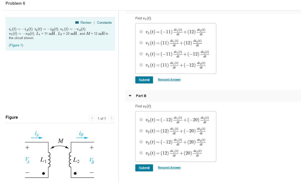 Solved Problem 6 Find v (t) Review I Constants î1(t) = | Chegg.com