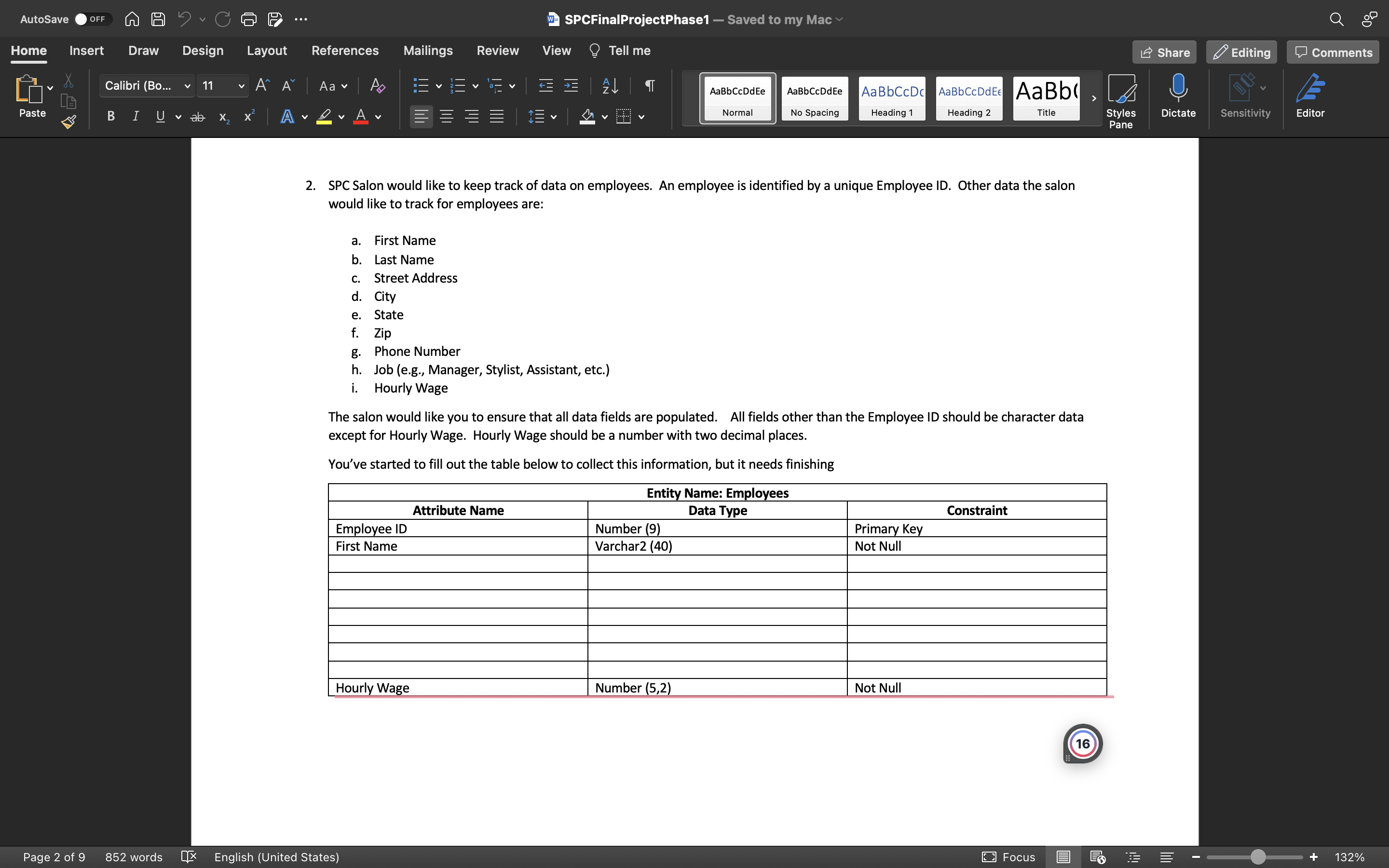 Solved 2. SPC Salon would like to keep track of data on | Chegg.com