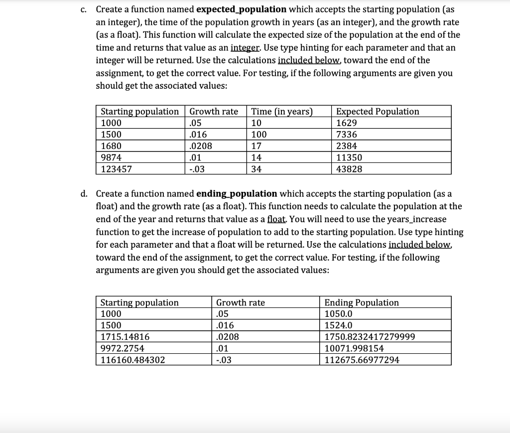 Solved Assignment 5: Population Calculator Application In | Chegg.com