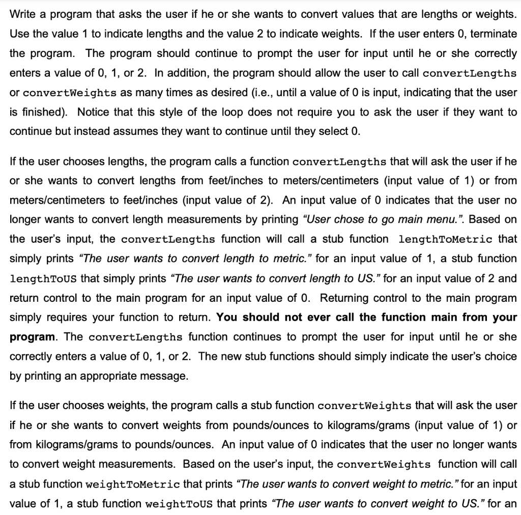 Solved In the programming language C (not C++) please | Chegg.com