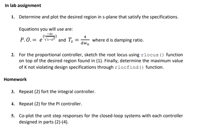 Solved In lab assignment 1. Determine and plot the desired | Chegg.com