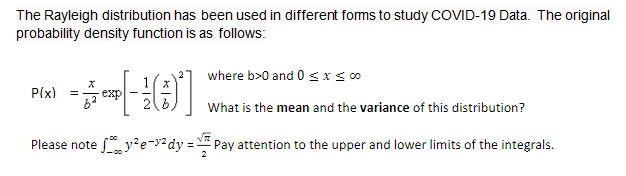 Solved The Rayleigh distribution has been used in different | Chegg.com