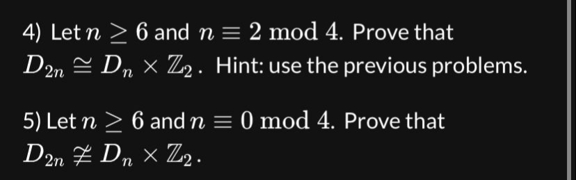 Solved Question 5: Let n >= 6 and n-=0mod4. Prove that | Chegg.com