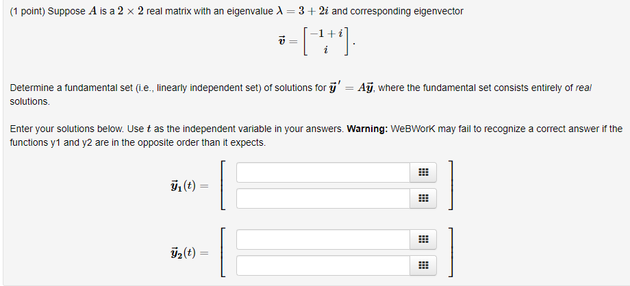 Solved (1 point) a. Given that v1 [] and 02 are eigenvectors | Chegg.com