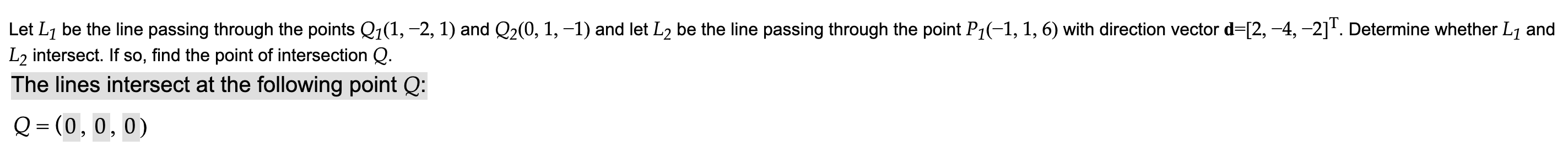 Solved Let L1 be the line passing through the points | Chegg.com