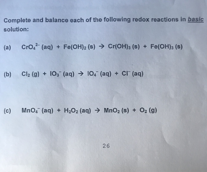 Solved Complete and balance each of the following redox | Chegg.com Solved Complete and balance each of the following redox | Chegg.com