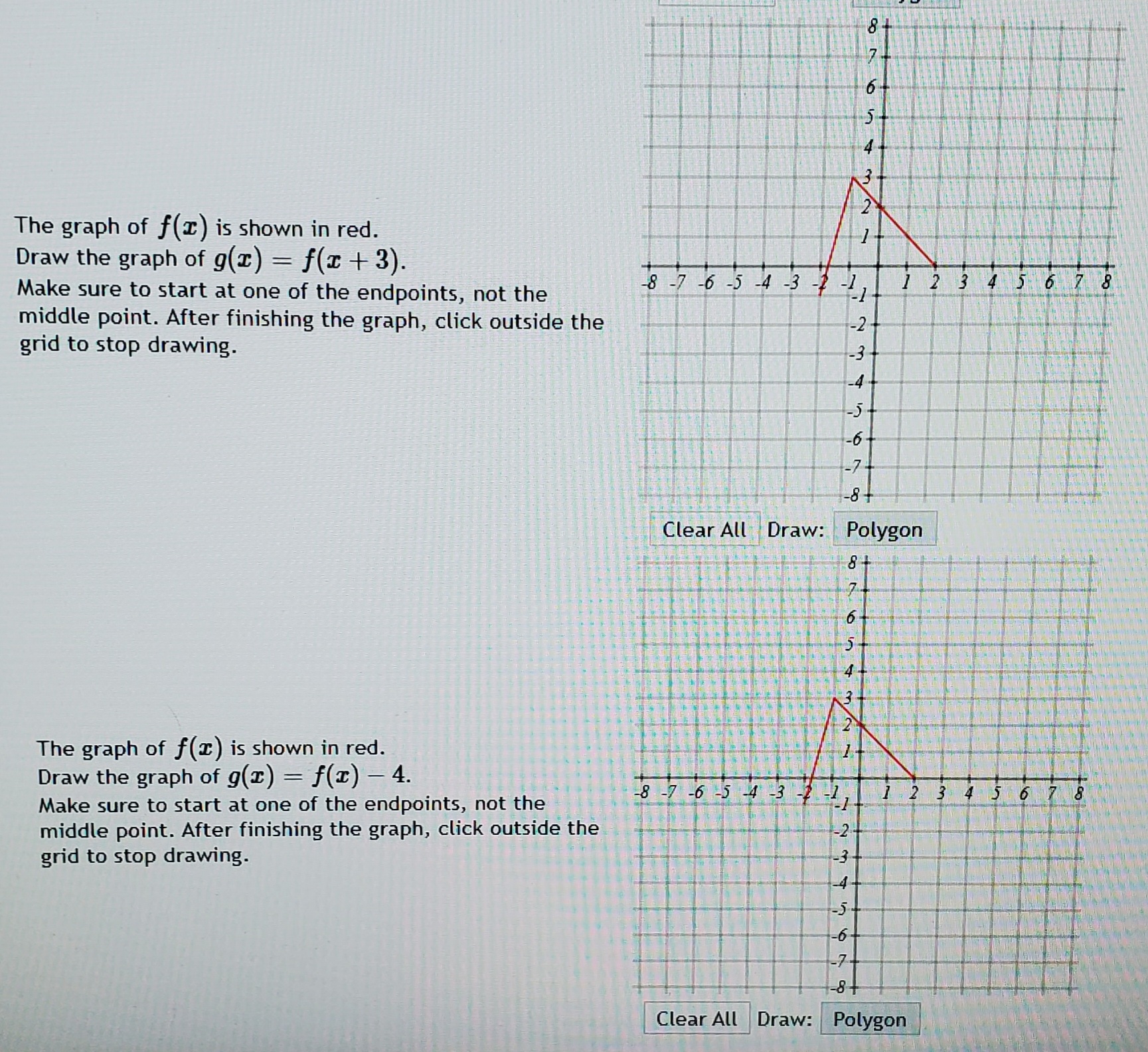 Solved The graph of f(x) is ﻿shown in ﻿red.Draw the graph | Chegg.com