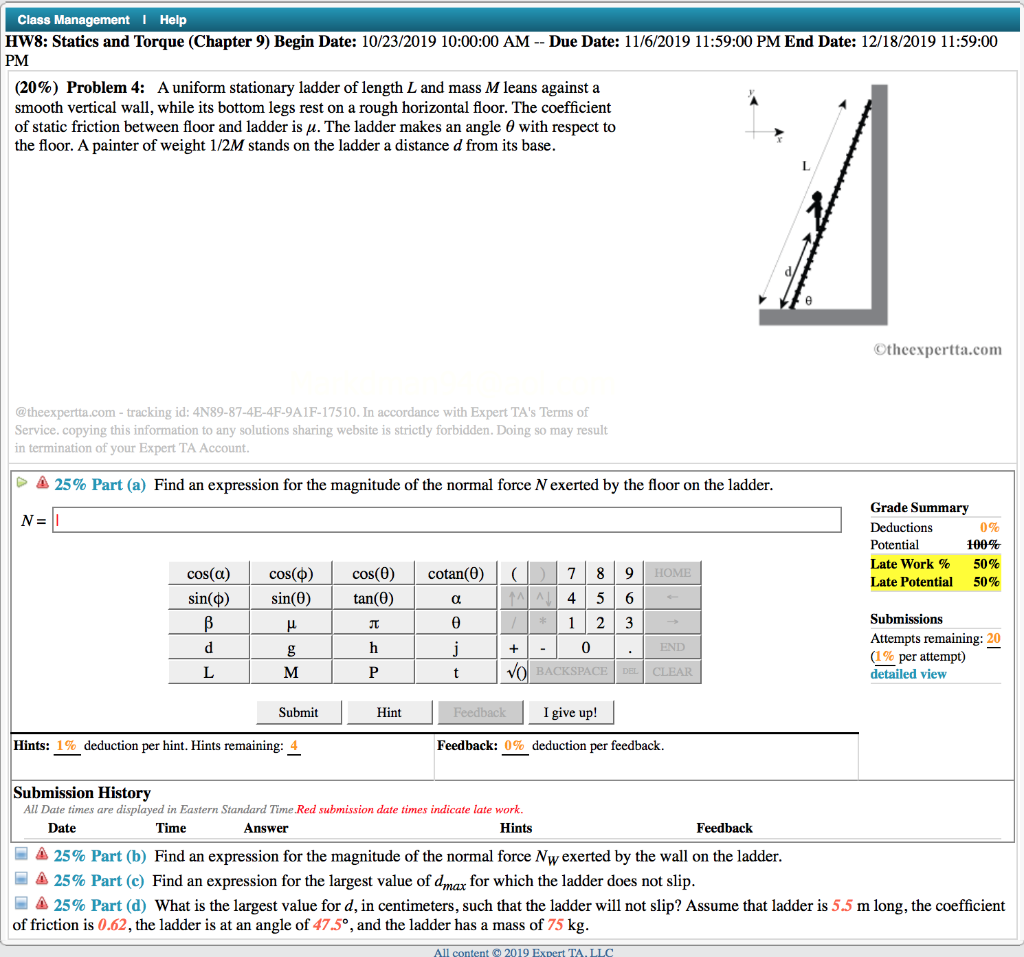 Solved Class Management | Help HW8: Statics and Torque | Chegg.com