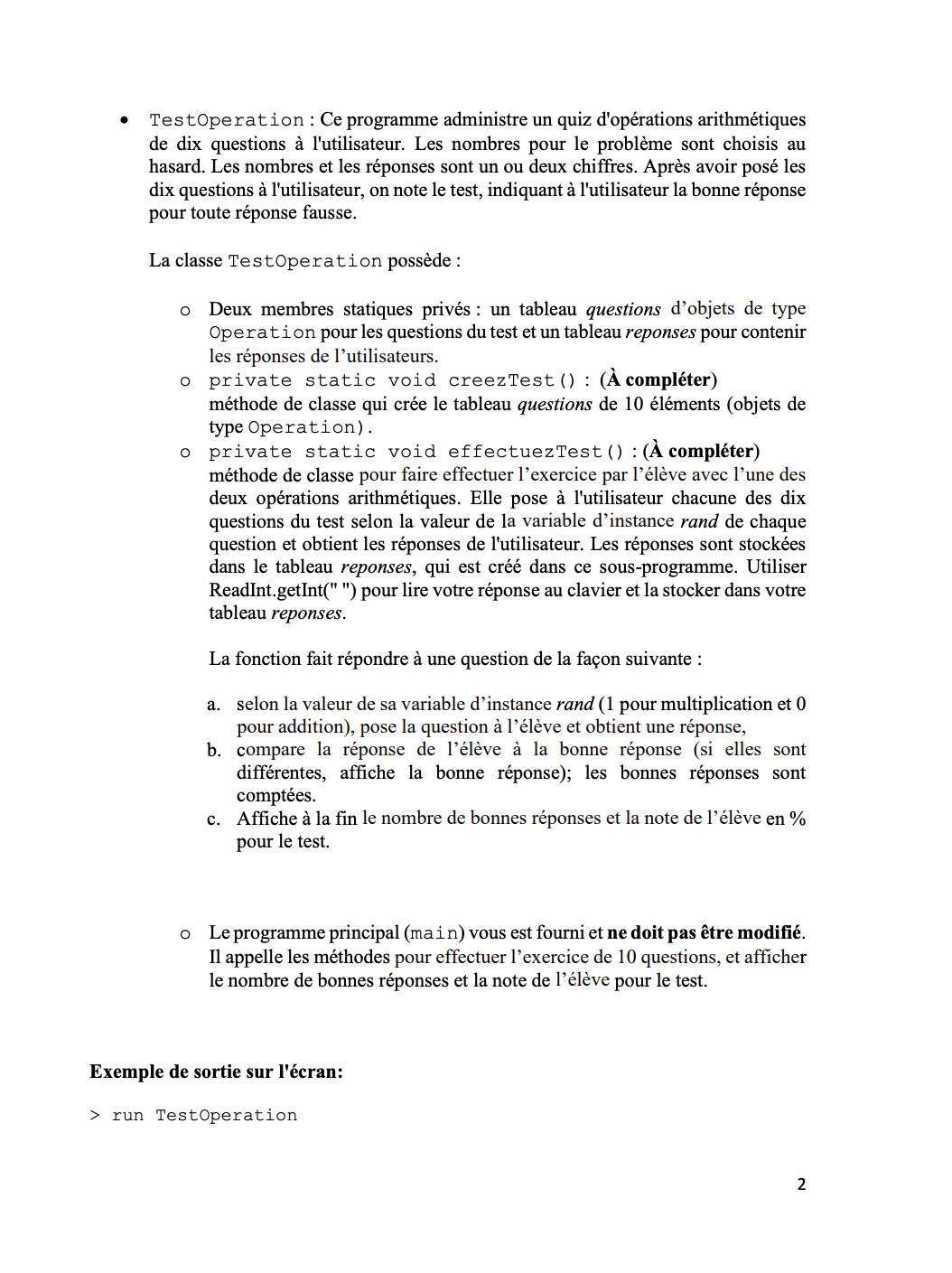 ITI 1521 - Introduction à l'informatique II Devoir 2 | Chegg.com