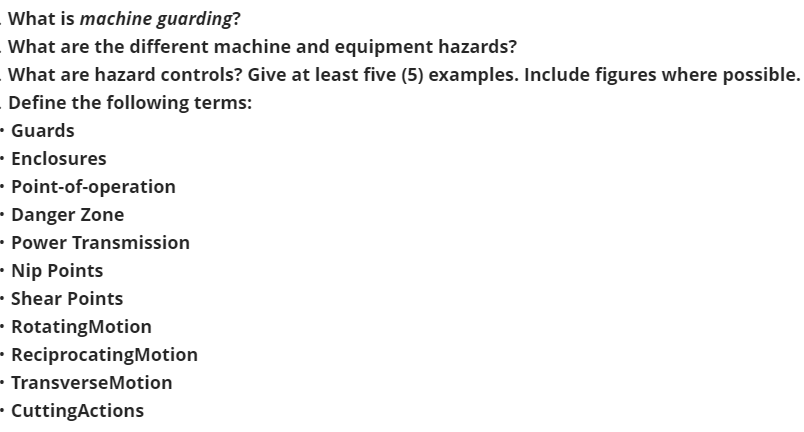 Solved What is machine guarding? What are the different | Chegg.com