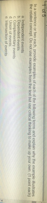 Solved In a sentence or two each, provide examples of each | Chegg.com