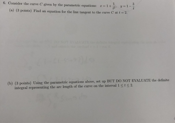 Solved 6. Consider the curve C given by the parametric | Chegg.com