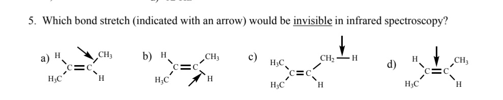 Solved 5. Which bond stretch (indicated with an arrow) would | Chegg.com