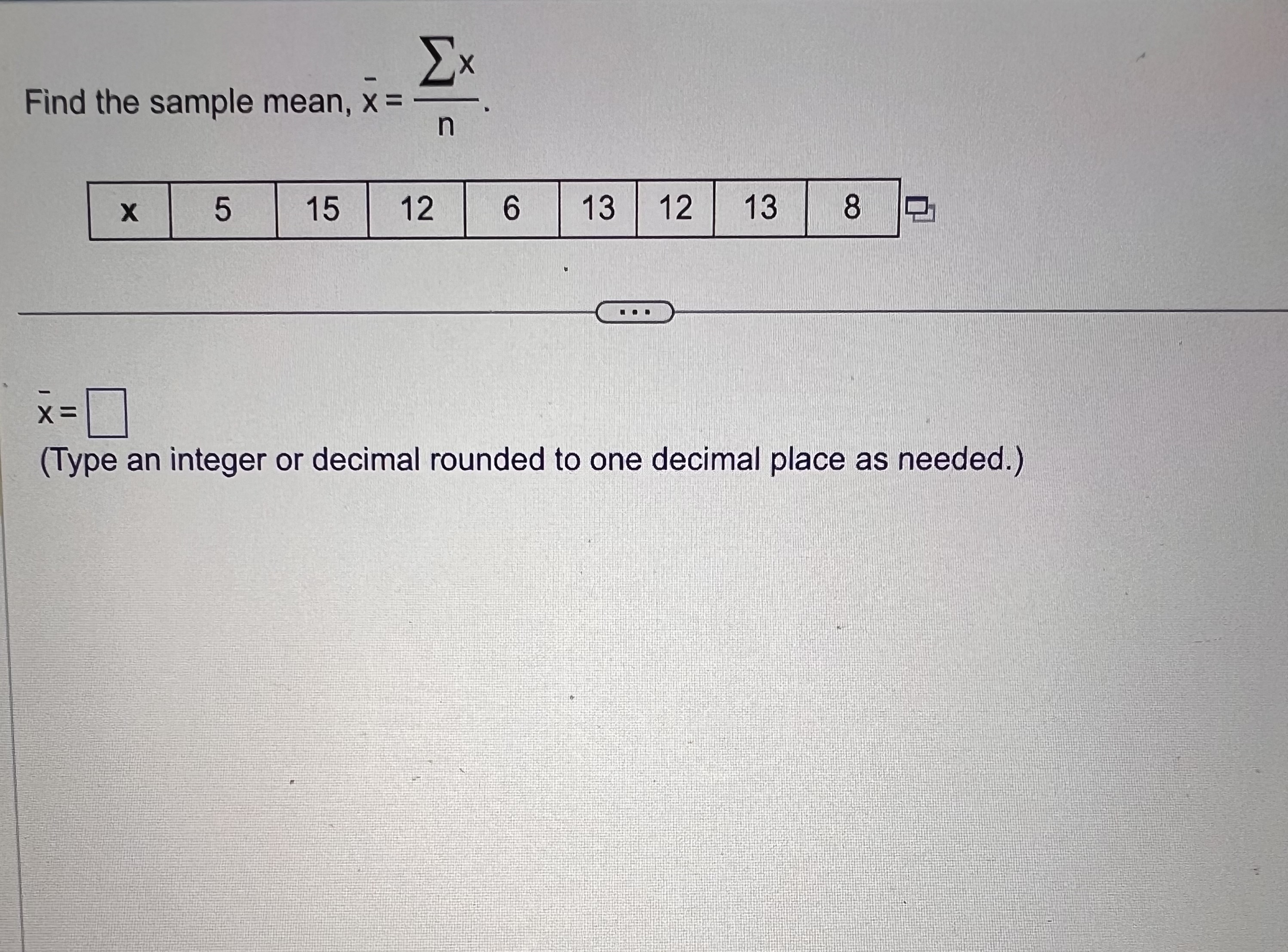 Solved Find the sample mean, | Chegg.com