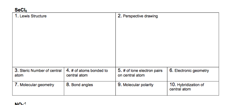 Solved SeCl 1. Lewis Structure 2. Perspective drawing 5. #of | Chegg.com