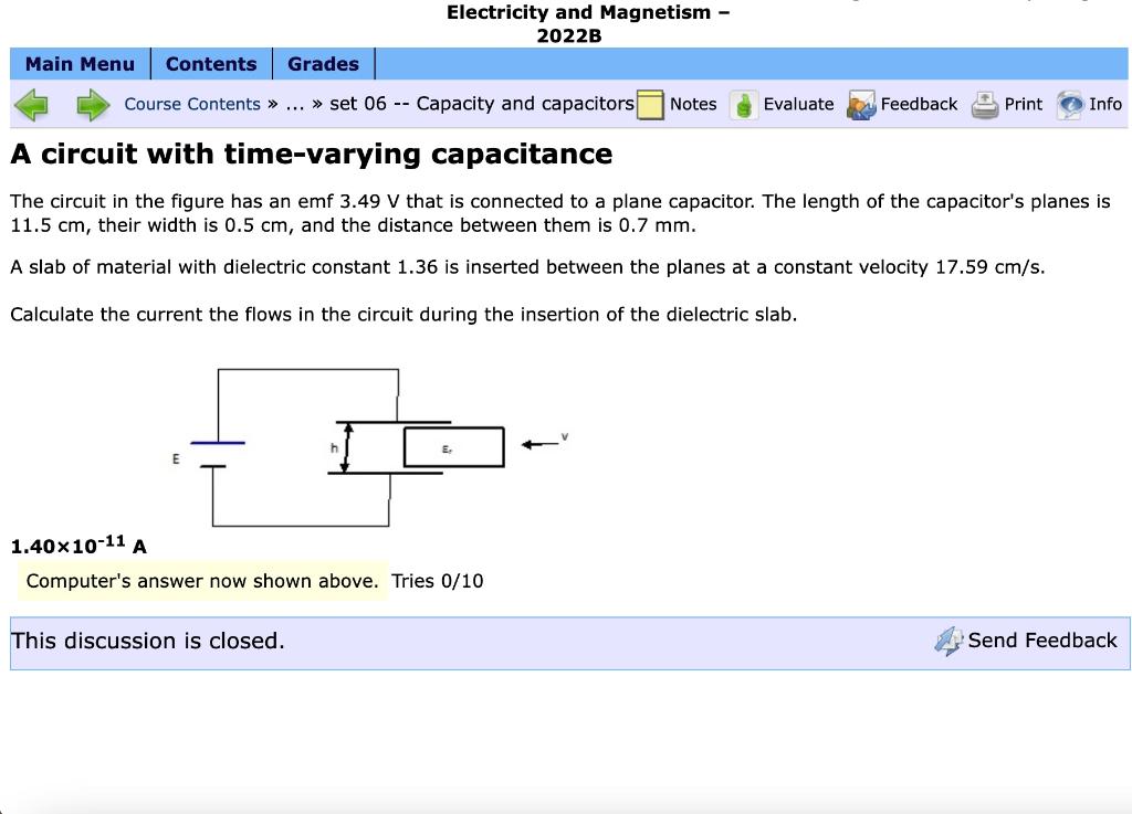 Solved A circuit with time-varying capacitance The circuit | Chegg.com