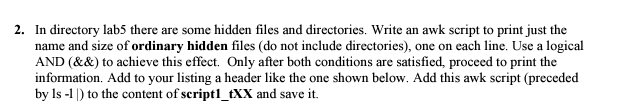Solved 2. ﻿In directory lab5 ﻿there are some hidden files | Chegg.com