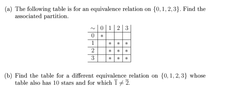 Solved (a) The following table is for an equivalence | Chegg.com