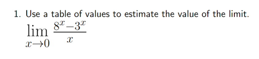 Solved Use a table of values to estimate the value of the | Chegg.com