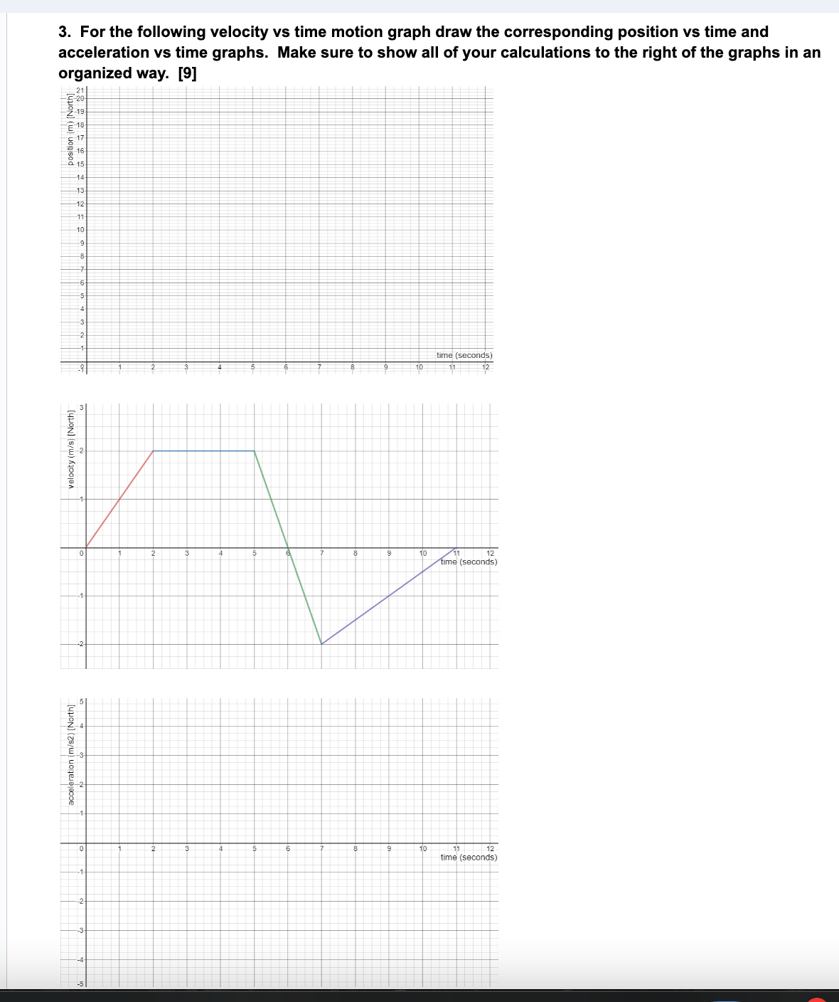 3. For the following velocity vs time motion graph | Chegg.com