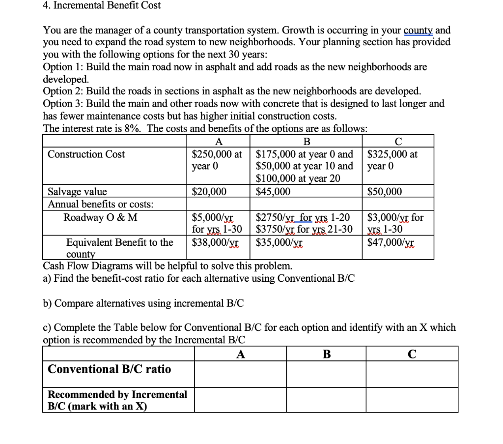 Solved 4. Incremental Benefit Cost You are the manager of a | Chegg.com