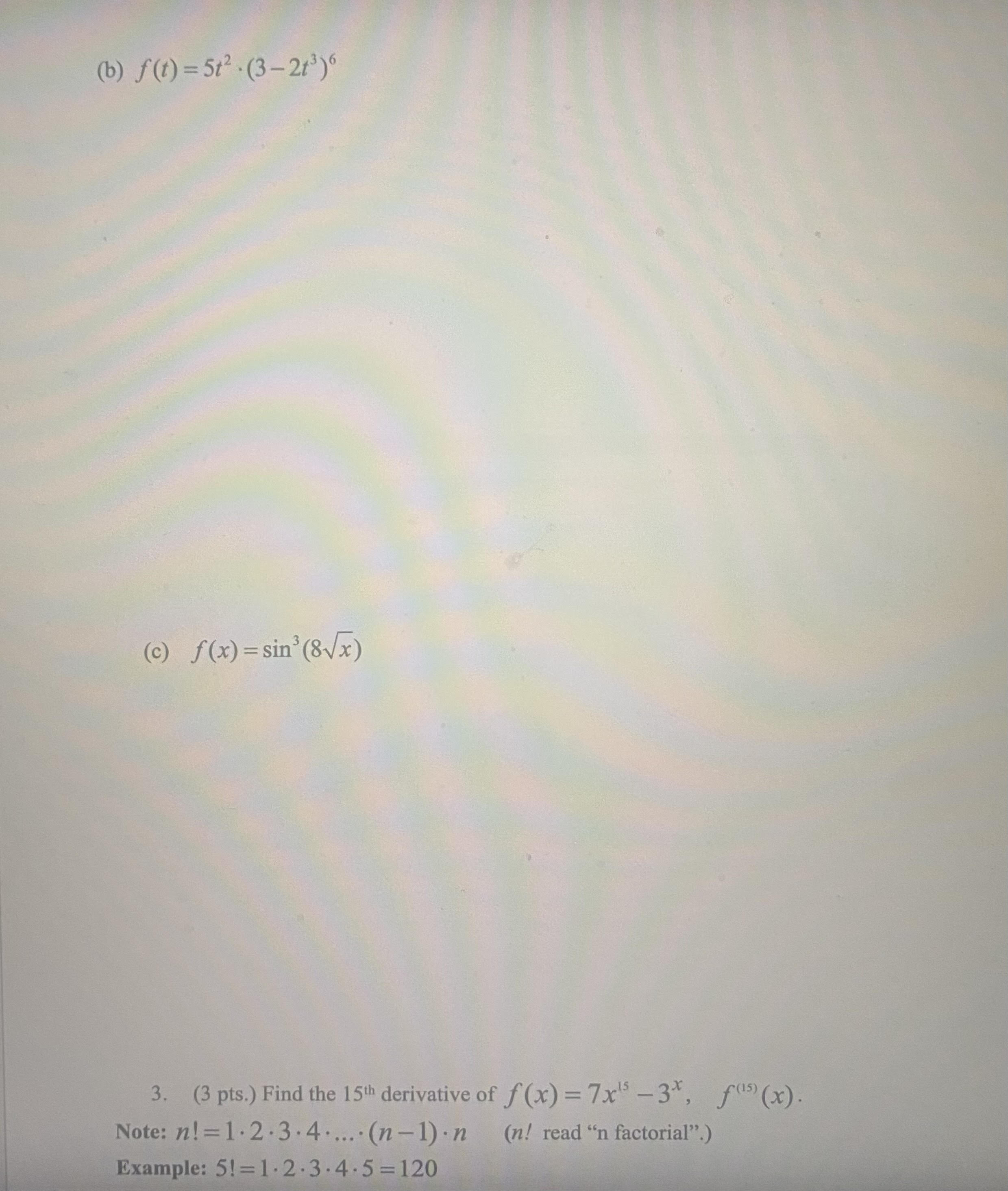 Solved For b and c Differentiate the following Do not | Chegg.com