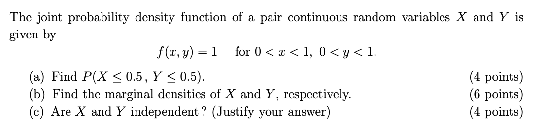 Solved The joint probability density function of a pair | Chegg.com
