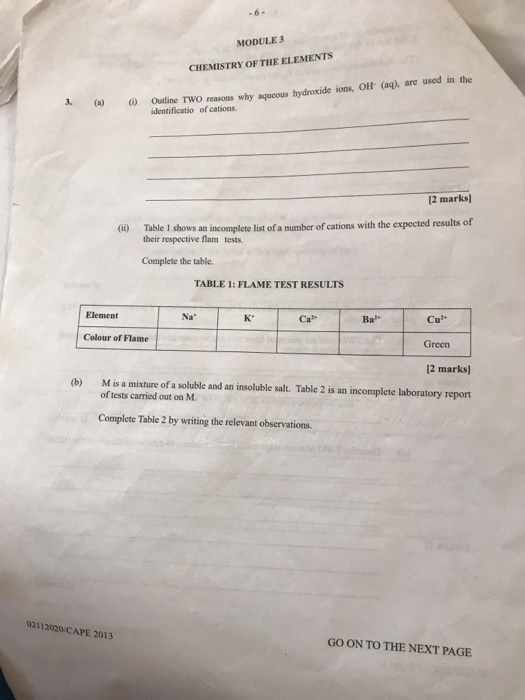 MODULE 3 CHEMISTRY OF THE ELEMENTS Outline TWO | Chegg.com