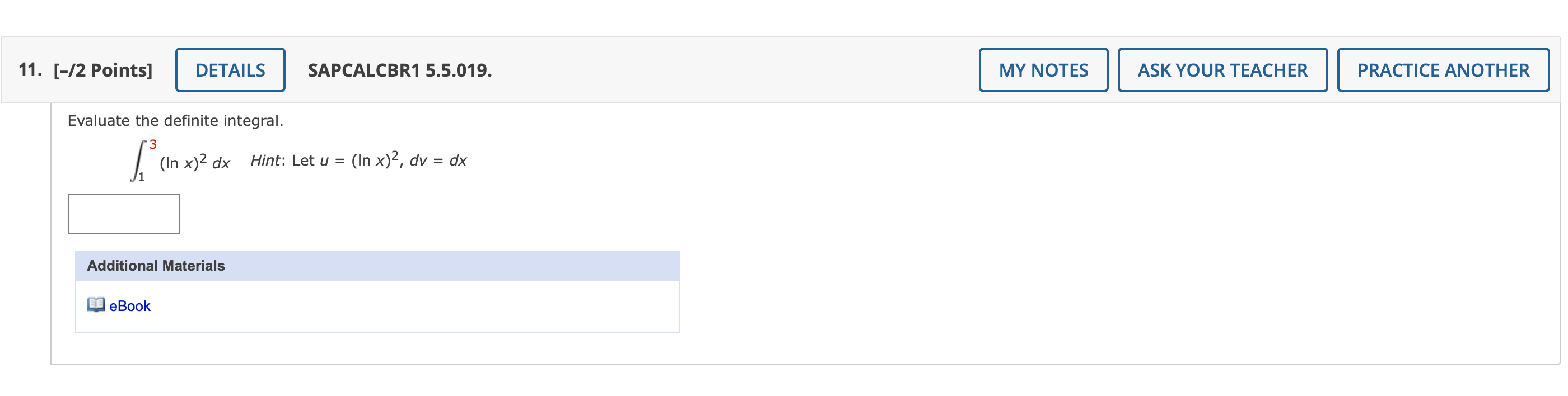 Solved Evaluate the definite integral. ∫13(lnx)2dx Hint: Let | Chegg.com