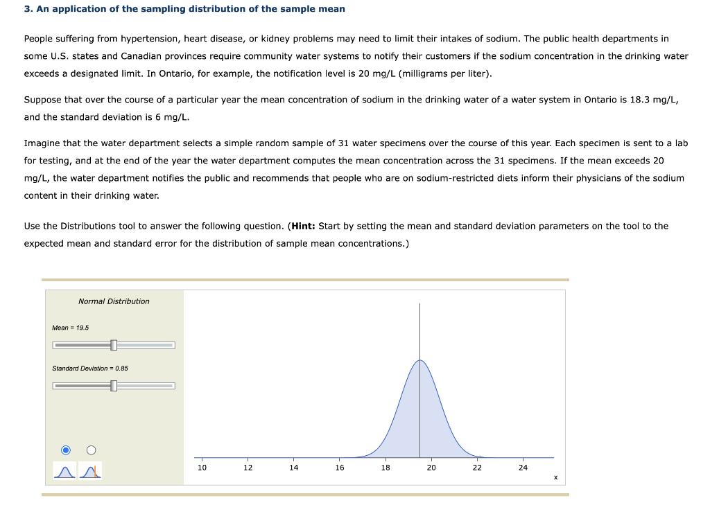 Solved 3. An application of the sampling distribution of the | Chegg.com