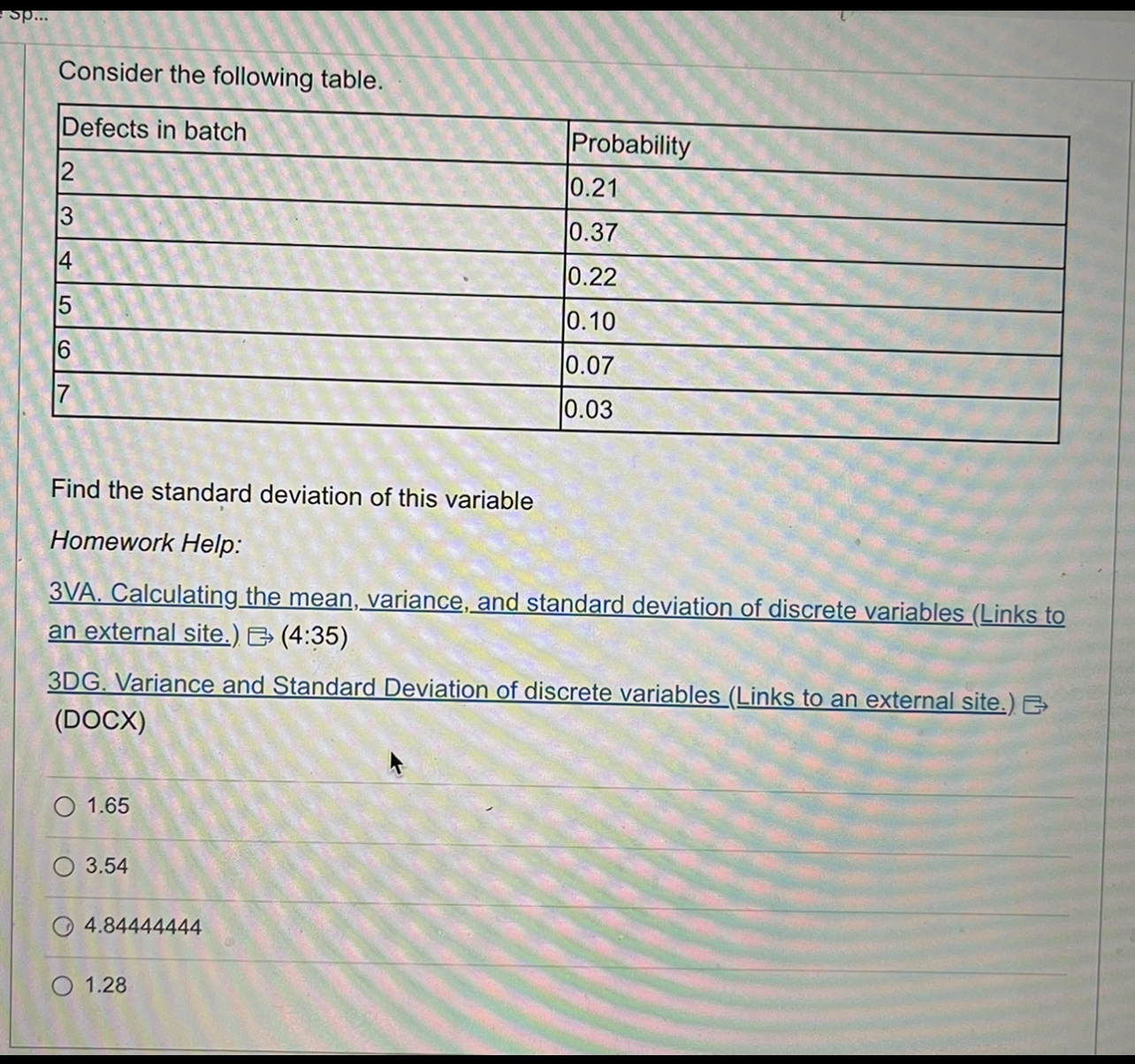 Solved Consider the following table. Find the standard | Chegg.com