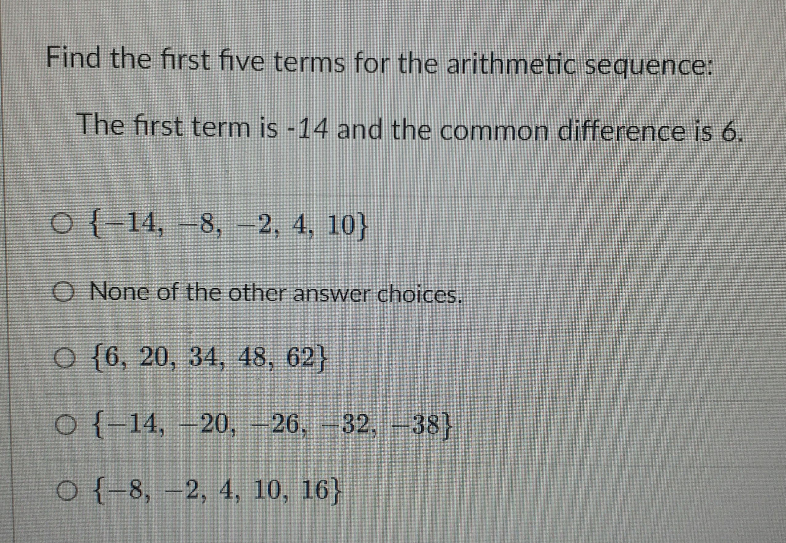 Solved Find the first five terms for the arithmitec | Chegg.com