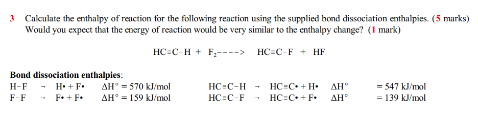 Solved 3 Calculate the enthalpy of reaction for the | Chegg.com