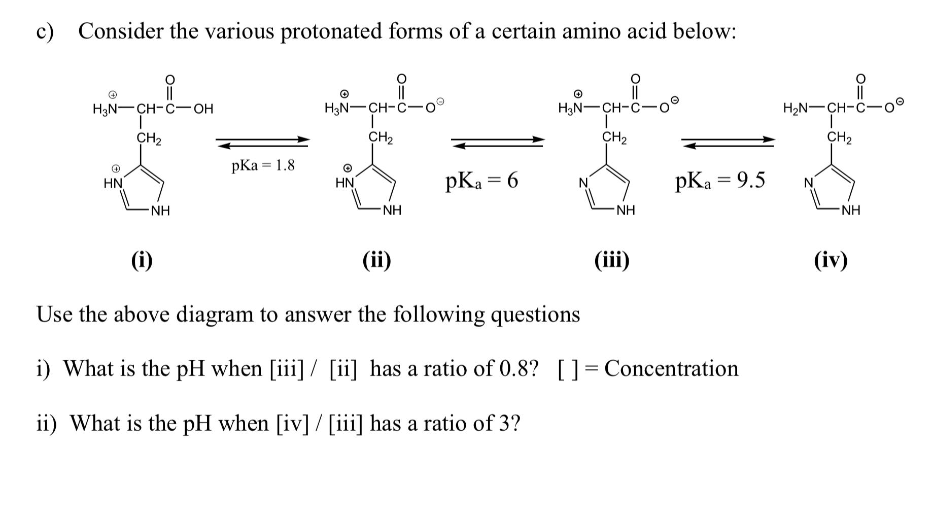 Solved c) Consider the various protonated forms of a certain | Chegg.com