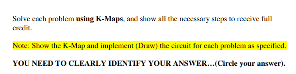 Solve each problem using K-Maps, and show all the | Chegg.com