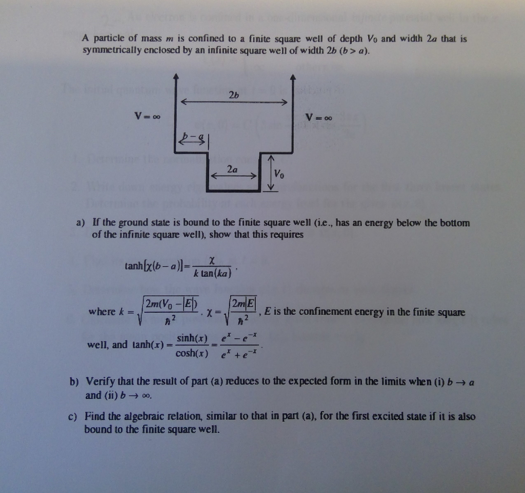 Solved A particle of mass m is confined to a finite square | Chegg.com