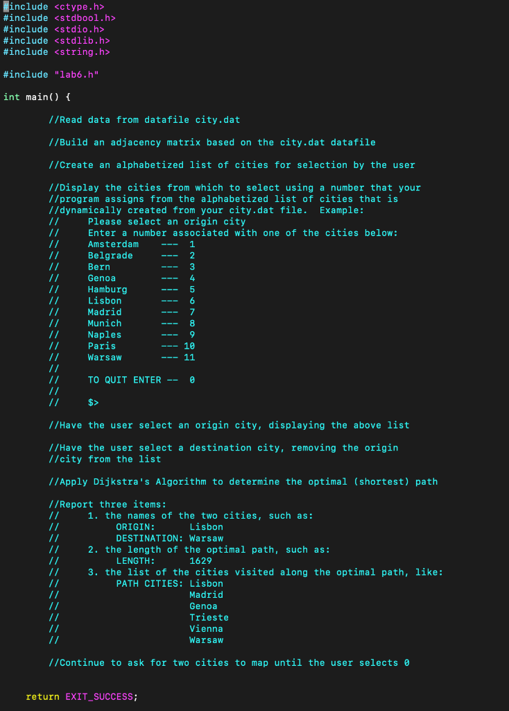 How do I code the code for the main.c file in | Chegg.com