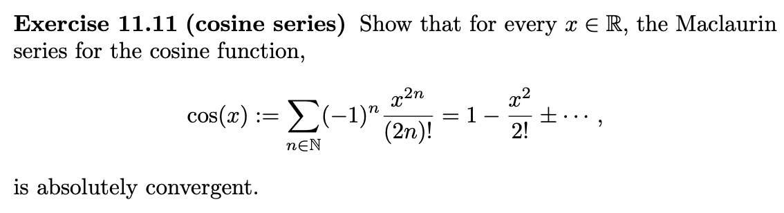 Solved Exercise 11.11 (cosine series) Show that for every | Chegg.com