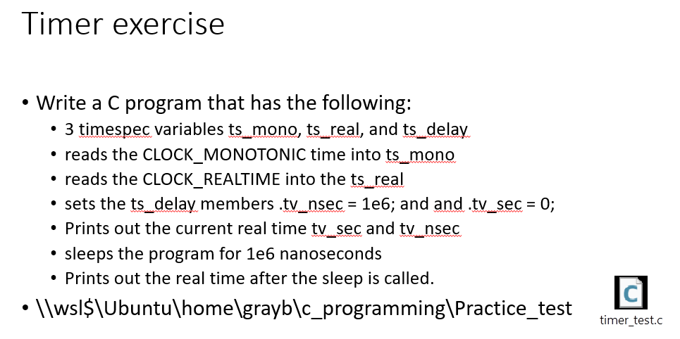 Solved Timer exercise • Write a C program that has the | Chegg.com