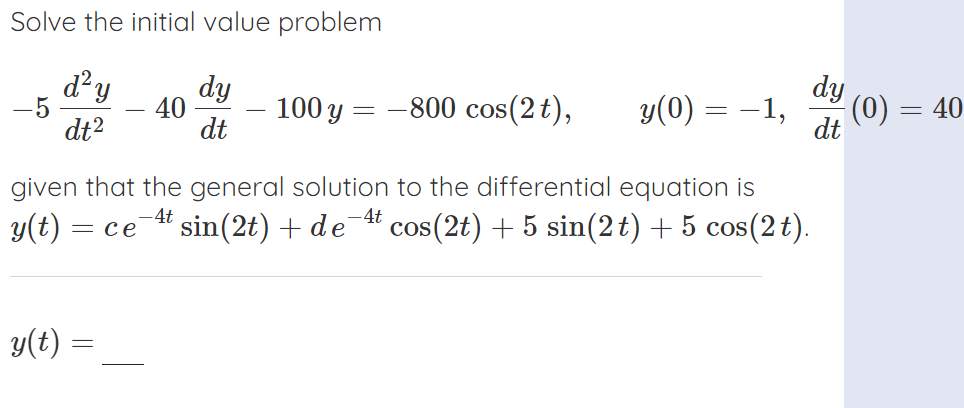 Solved Solve the initial value | Chegg.com