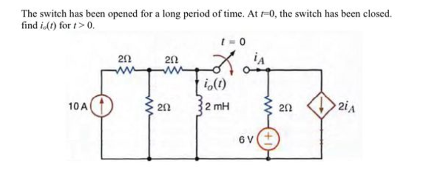 Solved The switch has been opened for a long period of time. | Chegg.com