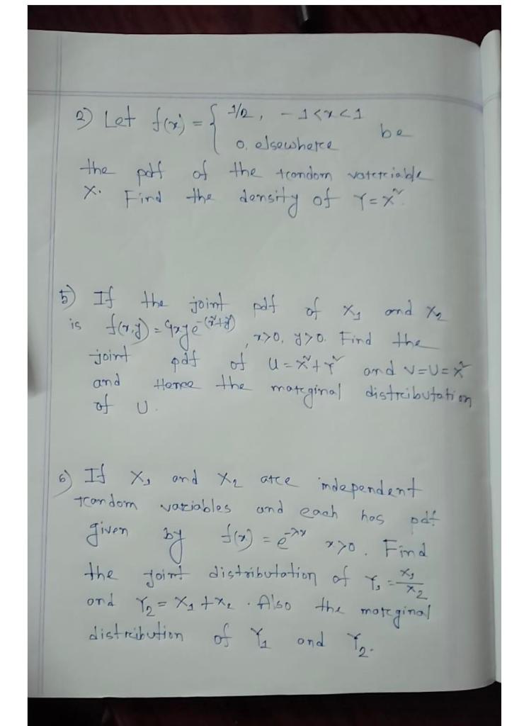 Solved 2) Let f(x)={1/2,−10,y>0. Find the joint odf of | Chegg.com