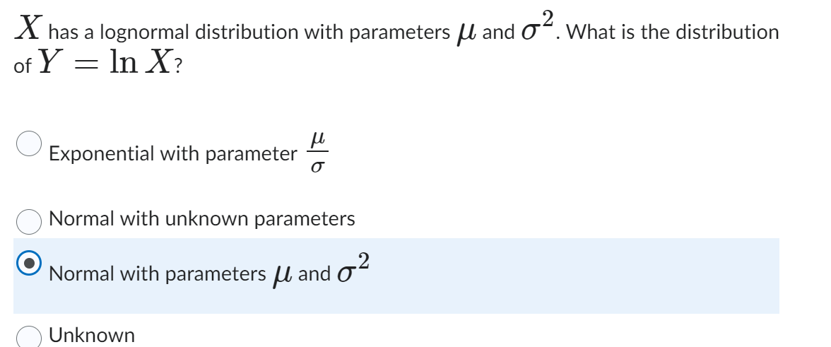 Solved X Has A Lognormal Distribution With Parameters μ And