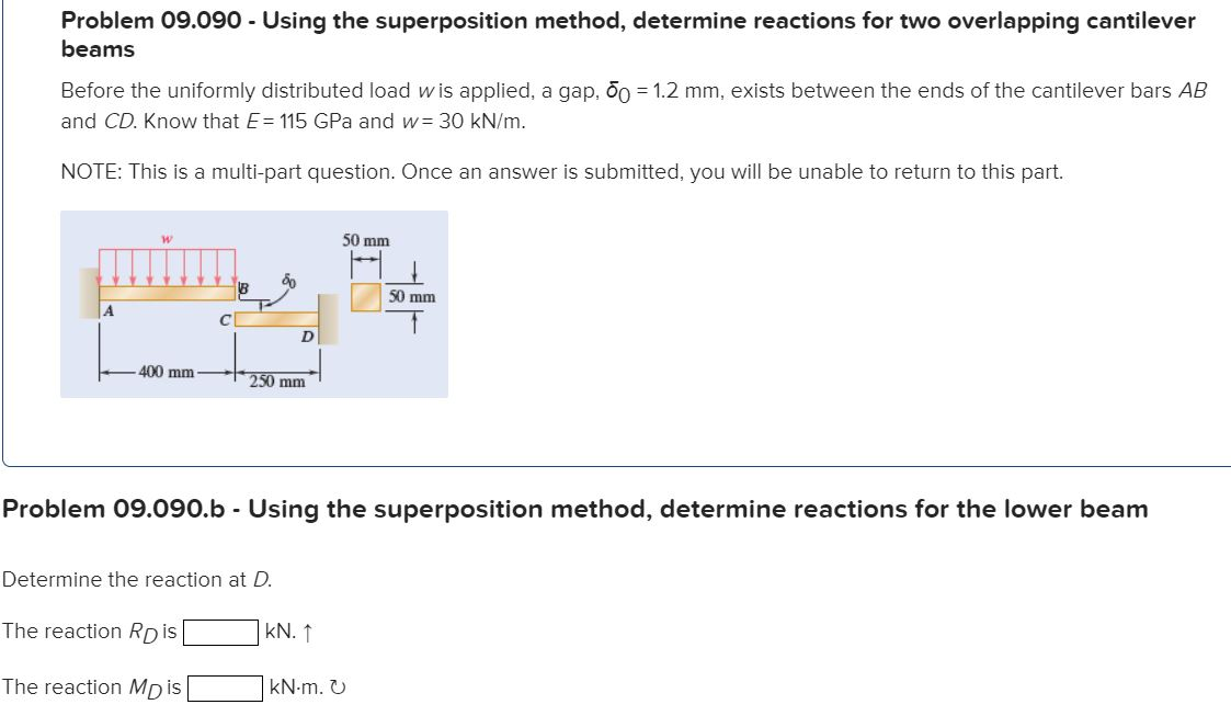 Solved Problem 09.090 - Using the superposition method, | Chegg.com