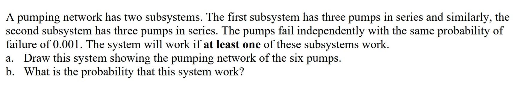 Solved A pumping network has two subsystems. The first | Chegg.com
