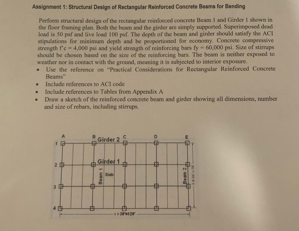 Solved Assignment 1: Structural Design of Rectangular | Chegg.com