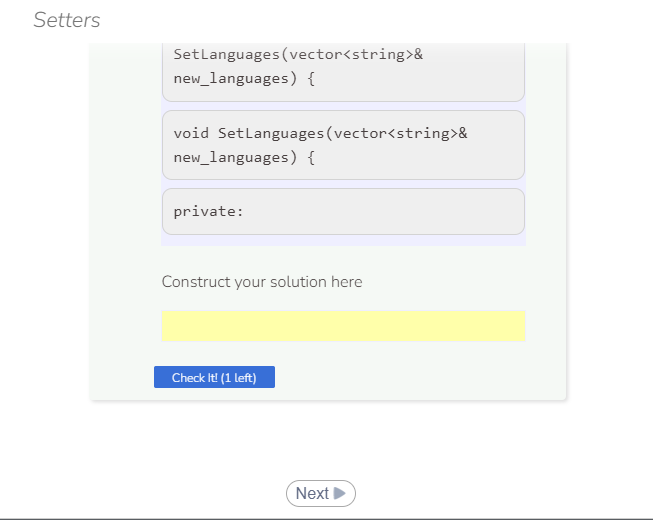 Setters Setters Given the following code: 를 class | Chegg.com