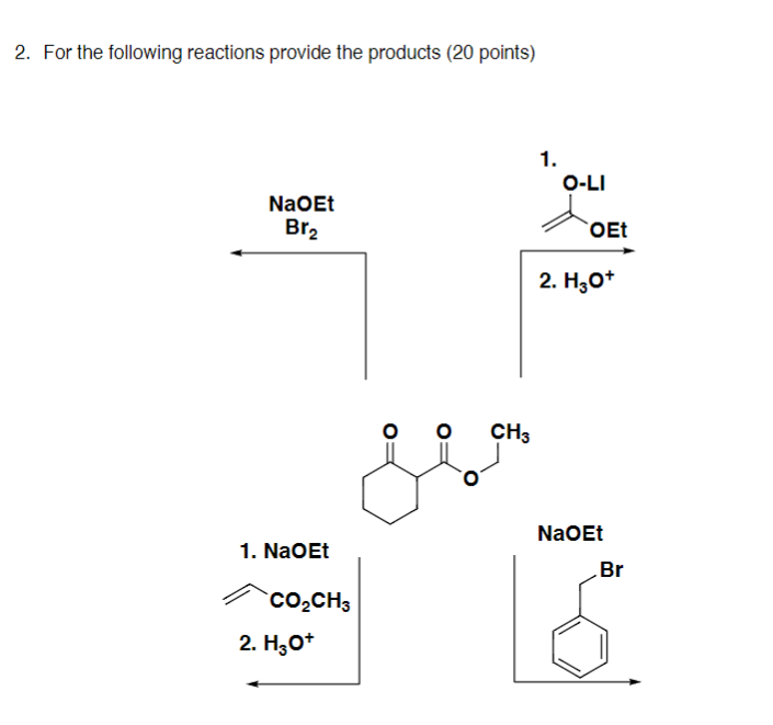 Solved 2. For the following reactions provide the products ( | Chegg.com